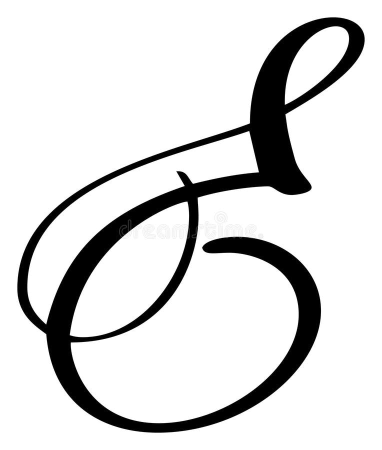 Hand Drawn Vector Calligraphy Letter E. Script Font Logo Stock Vector ...