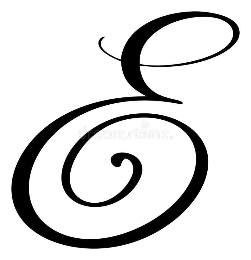 Hand Drawn Vector Calligraphy Letter E. Script Font Logo Stock Vector ...