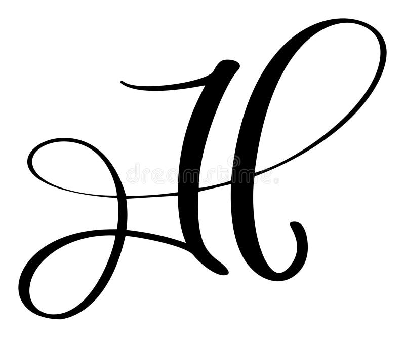 Hand Drawn Vector Calligraphy Letter H Drop Cap. Script Font Logo ...