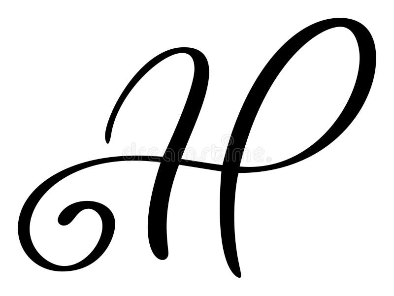 Hand Drawn Vector Calligraphy Letter H Initials. Script Font Logo ...