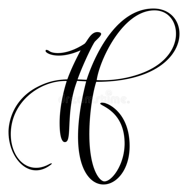 Hand Drawn Vector Calligraphy Letter H. Script Font Logo Stock Vector ...
