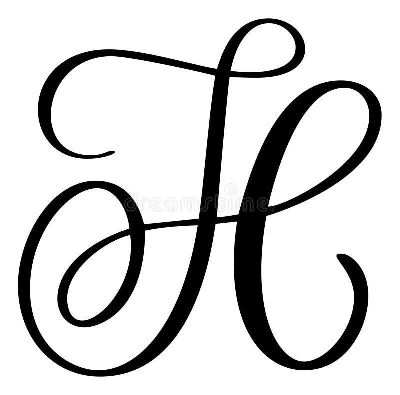 Hand Drawn Vector Calligraphy Letter H. Script Font Logo Stock Vector ...