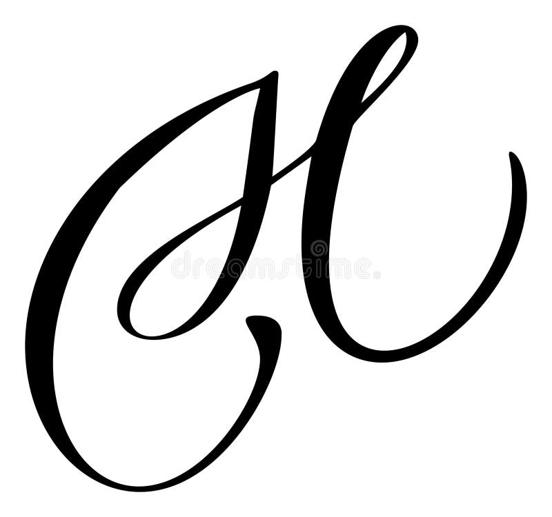 Hand Drawn Vector Calligraphy Letter H. Script Font Logo Initials ...