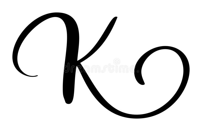 Hand Drawn Vector Calligraphy Letter K. Script Capital Font Logo ...