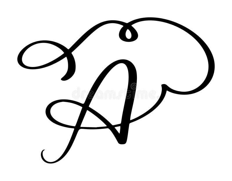 Hand Drawn Vector Calligraphy Letter a. Script Font. Handwritten Brush ...