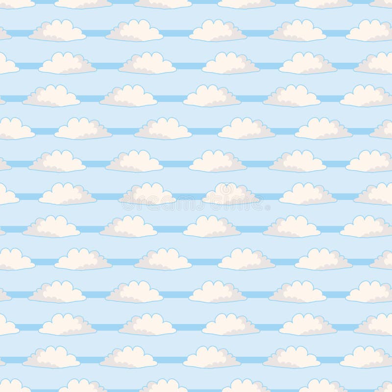 Hand Drawn Vector Cloud Illustration. Seamless Repeating Pattern Stock ...