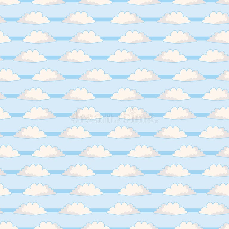 Hand Drawn Vector Cloud Illustration. Seamless Repeating Pattern Stock ...