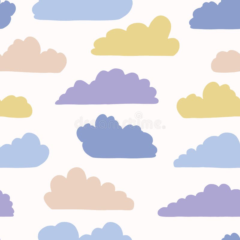 Hand Drawn Vector Cloud Illustration. Seamless Repeating Pattern Stock ...