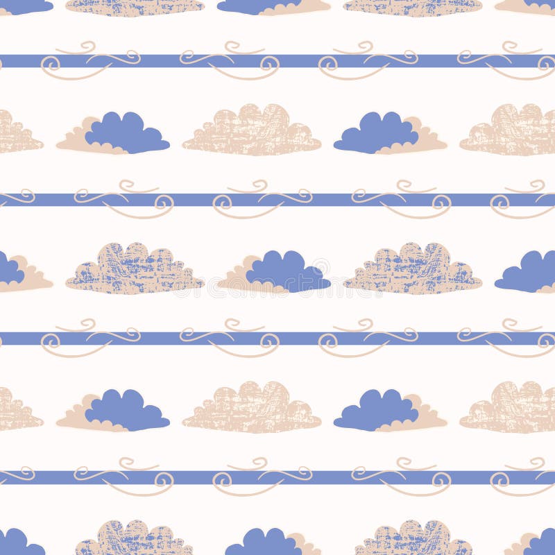 Hand Drawn Vector Cloud Illustration. Seamless Repeating Pattern Stock ...
