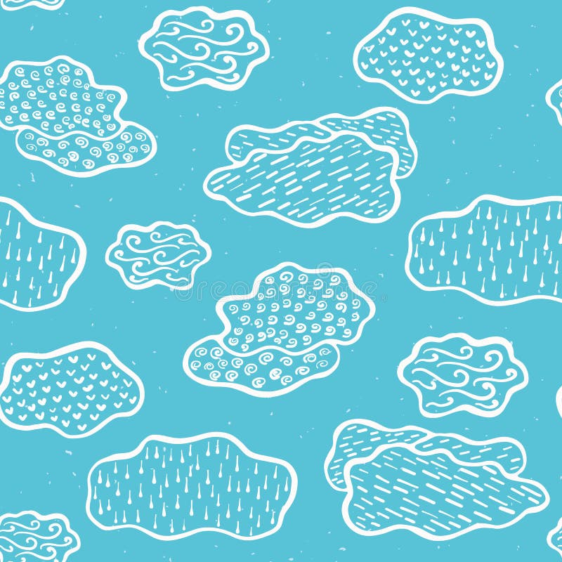 Hand Drawn Vector Cloud Illustration. Seamless Repeating Pattern Stock ...