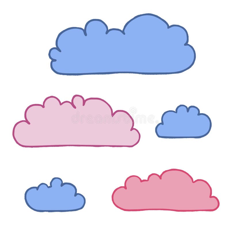 Hand-drawn vector clouds stock illustration. Illustration of cartoon ...