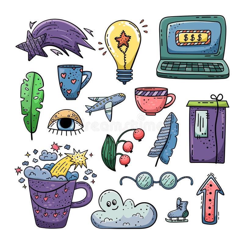 Hand Drawn Vector Doodle Set. Decorative Illustrations Stock Vector ...