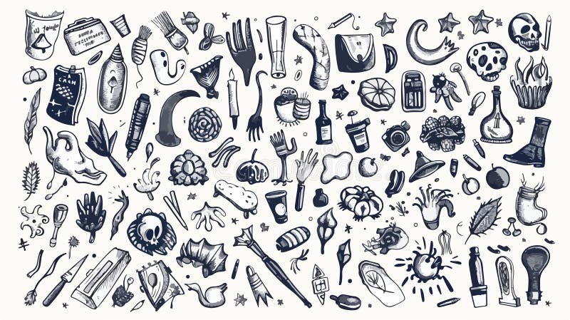 Hand Drawn Vector Doodles Set with Pen Handwritten Style Stock ...