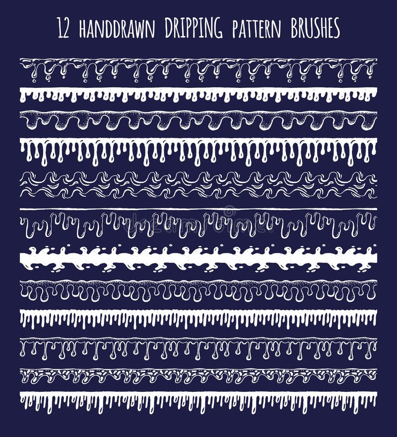 Hand Drawn Vector Dripping Pattern Brushes Stock Vector - Illustration ...