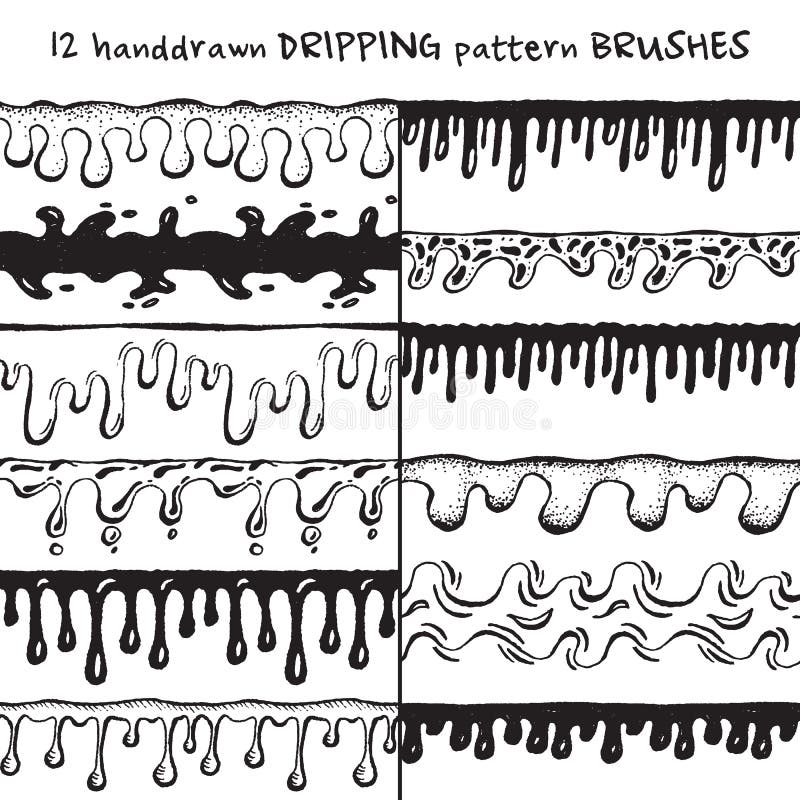 Hand Drawn Vector Dripping Pattern Brushes Stock Vector - Illustration ...
