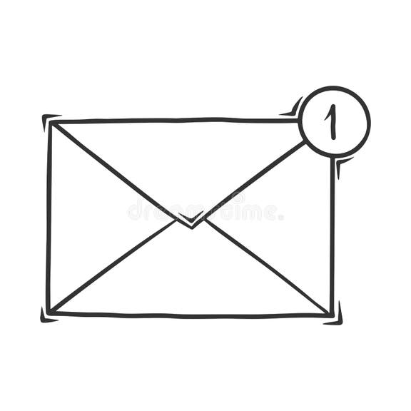 Hand Drawn Vector of E-mail Message, Isolated on White Background Stock ...