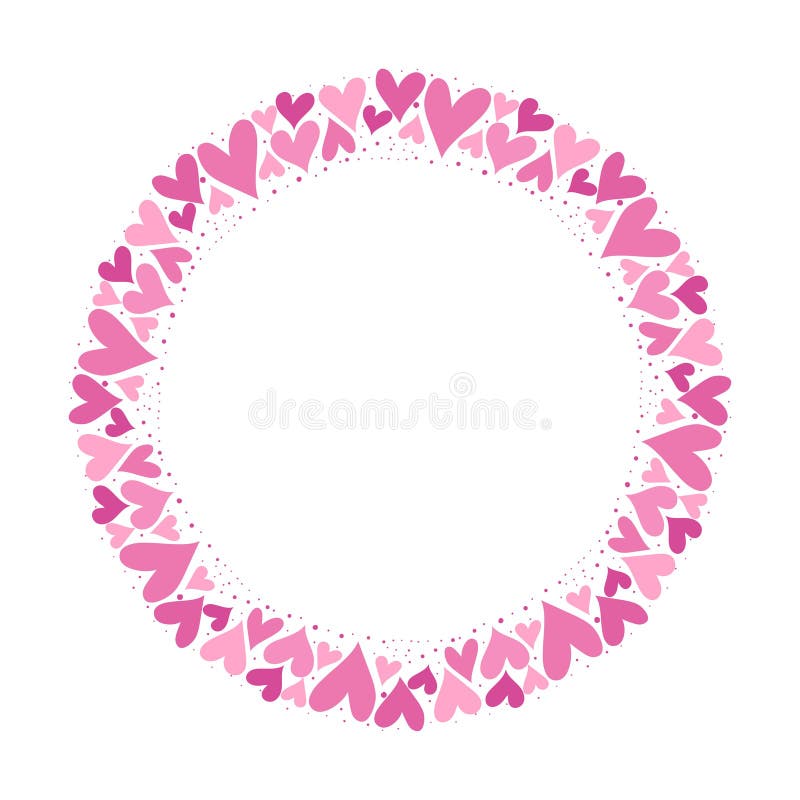 Hand Drawn Vector Frame with Pink Hearts Isolated on White Background ...