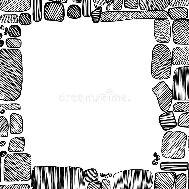 Hand Drawn Vector Frame of Stones Stock Vector - Illustration of hand ...