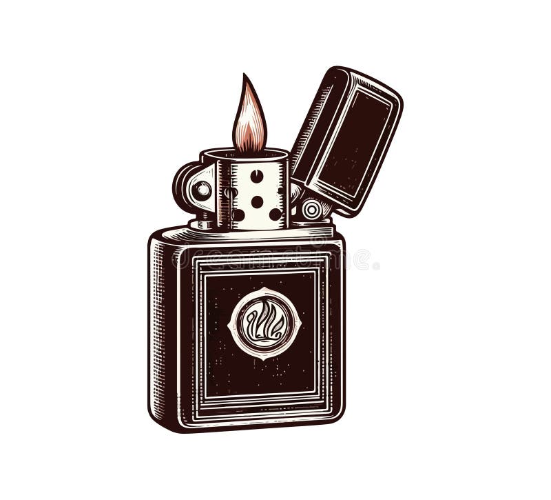 Lighter Fire Hand Drawn Vector Graphic Asset Stock Vector ...
