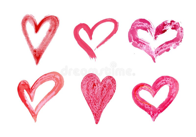 Hand Drawn Vector Heart Set With Different Tools Like Brushes, Chalk ...
