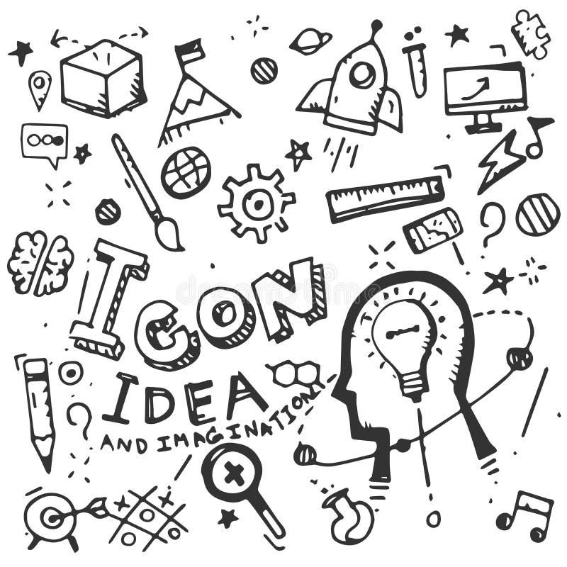 Hand Drawn Vector Idea Icons Set Isolated on White Background. Symbols ...