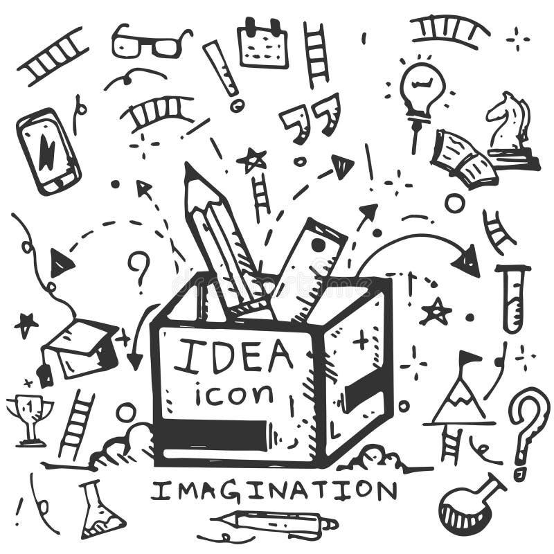 Hand Drawn Vector Idea Icons Set Isolated on White Background. Symbols ...