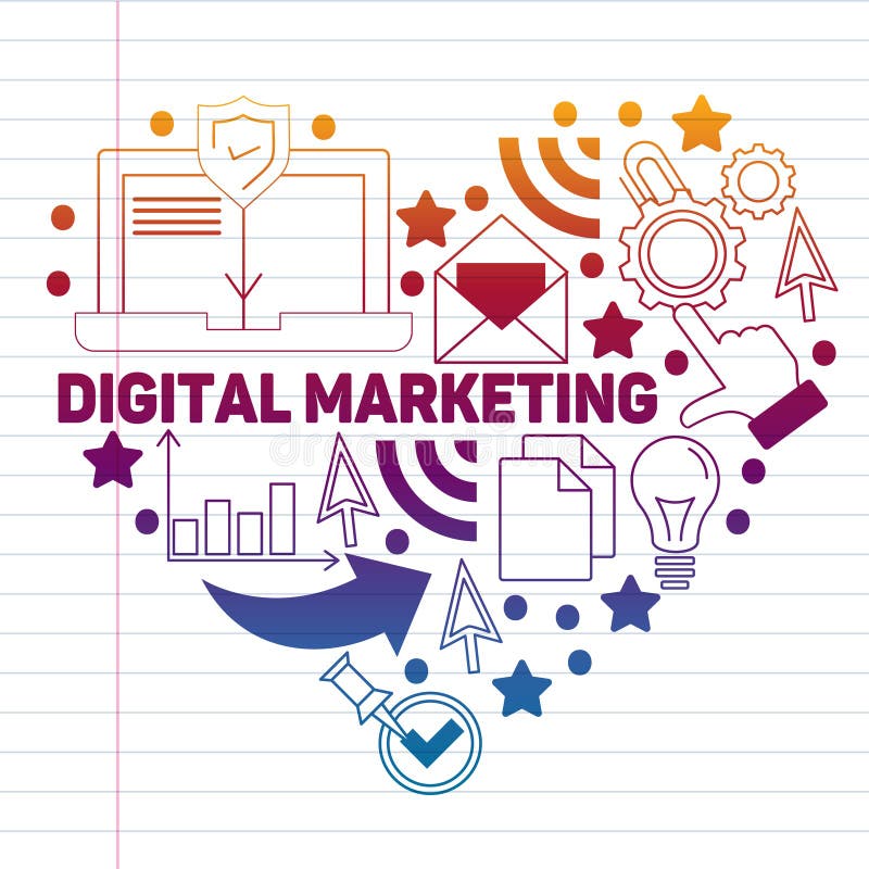 Digital Marketing Pattern With Vector Icons. Management, Start Up ...