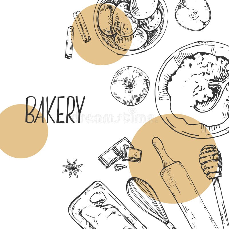 Hand Drawn Vector Illustration of Baking Items Stock Vector ...