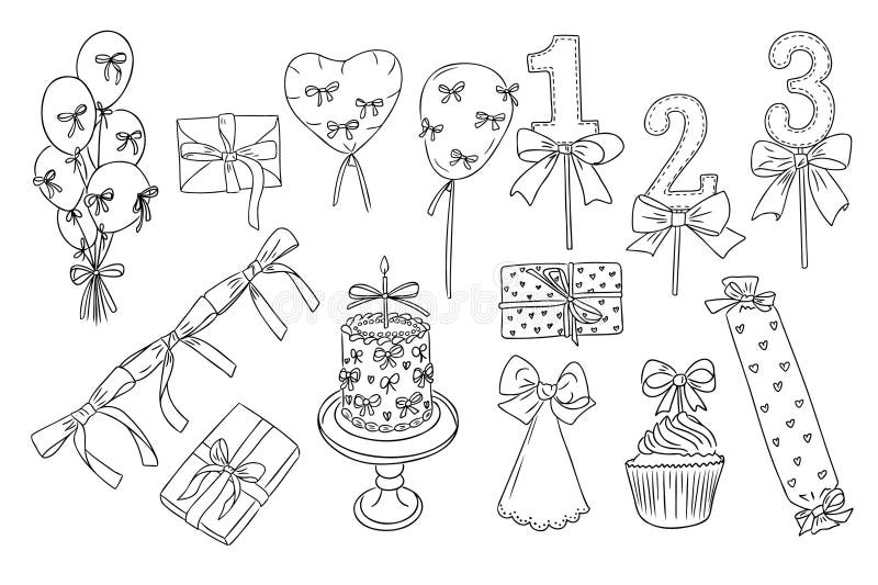 Hand-drawn Vector Illustration of Birthday Element Stock Illustration ...