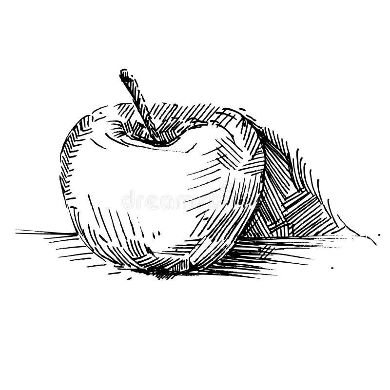 Hand Drawn Vector Illustration of Black Apple. Sketch. Vector Eps 8 ...