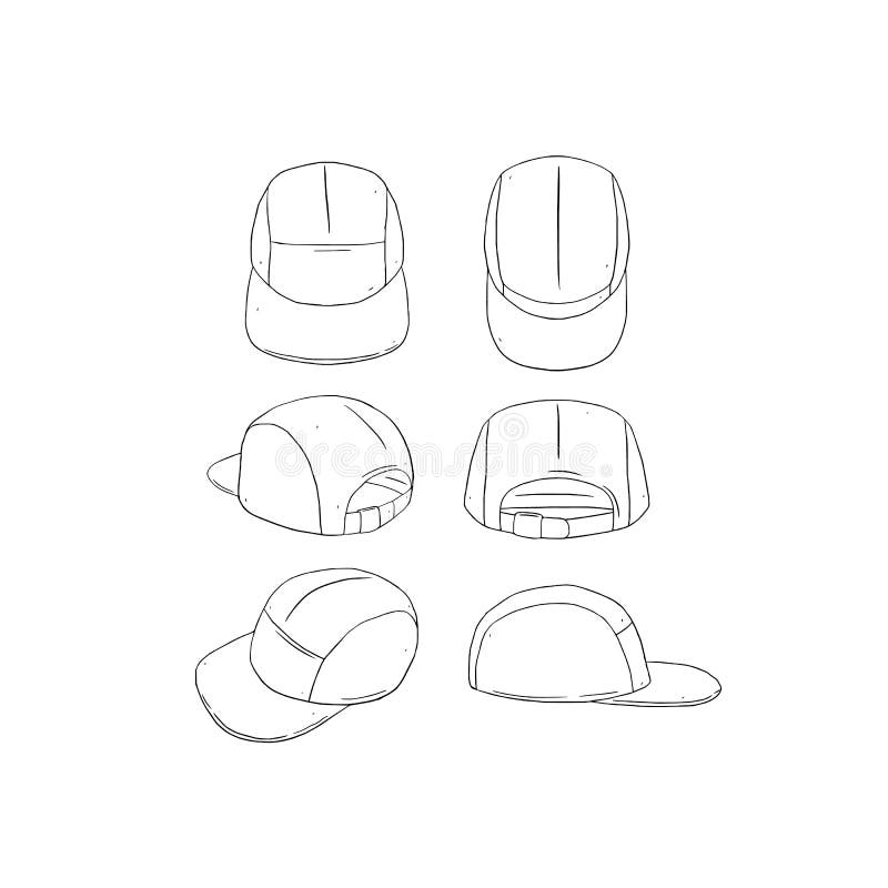 Five Panel Hat Vector Outline Template Stock Vector - Illustration of ...
