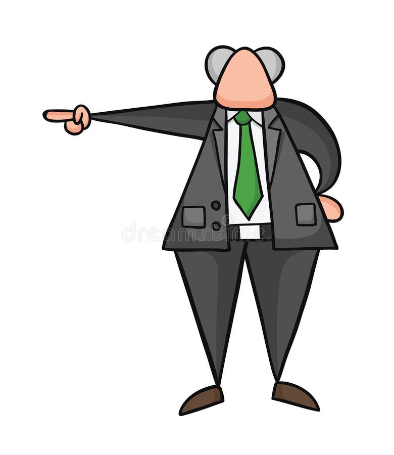 Hand-drawn Vector Illustration of Boss Pointing Stock Vector ...