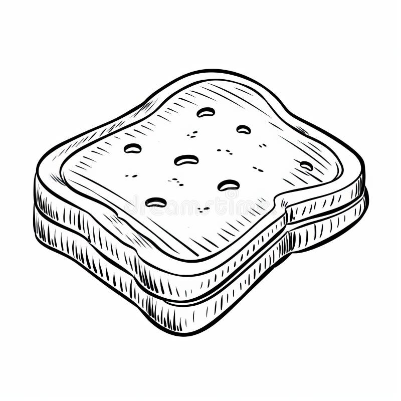 Cheesy Toast: a Delightful Sketch in Black and White Stock Illustration ...