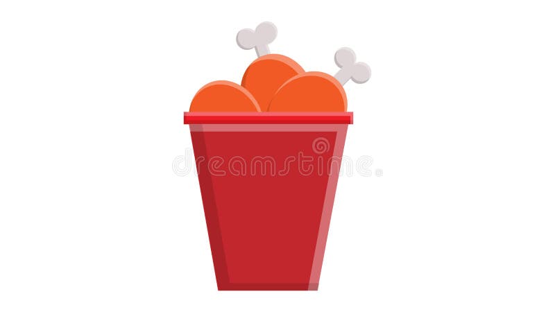 Hand Drawn Vector Illustration of a Bucket of Fried Chicken Drumsticks ...