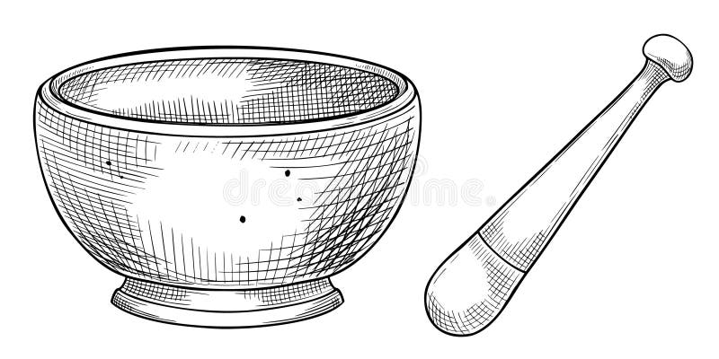 Mortar Pestle Drawing Stock Illustrations – 1,659 Mortar Pestle Drawing ...