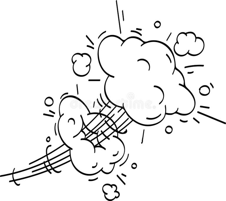 Hand Drawn Vector Illustration of a Comic Explosion Cloud with Speed ...