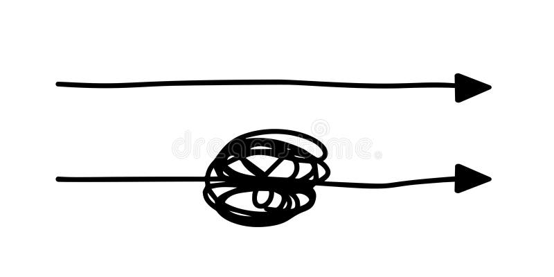 Hand Drawn Vector Illustration of Complex and Easy Way Sign. Stock ...