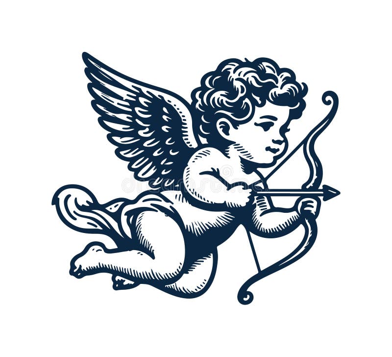 Cupid Hand Drawn Vector Illustration Love Graphic Asset Stock ...