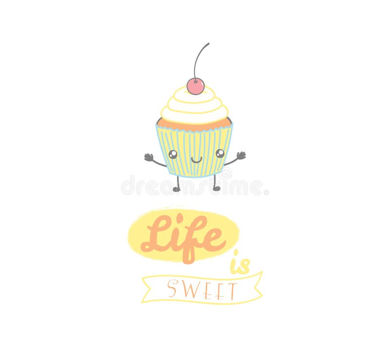 Life is Sweet Cupcake Poster Stock Vector - Illustration of arms ...