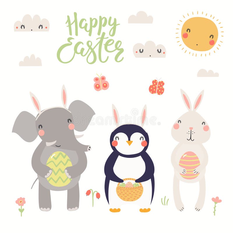 Happy Easter Elephant Stock Illustrations – 213 Happy Easter Elephant ...