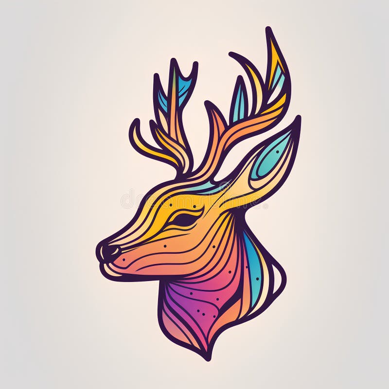 Hand Drawn Vector Illustration of a Deer Head. Design Element for ...