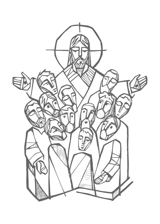 Jesus Christ with Disciples Stock Vector - Illustration of catholic ...