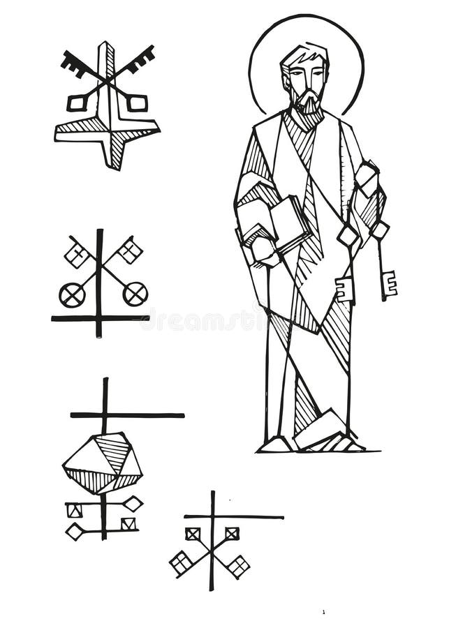 Hand Drawn Illustration of Saint Peter Stock Vector - Illustration of ...