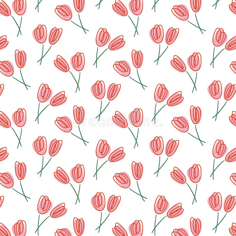 Hand Drawn Vector Illustration of Flower Pattern. Line Art Stock Vector ...