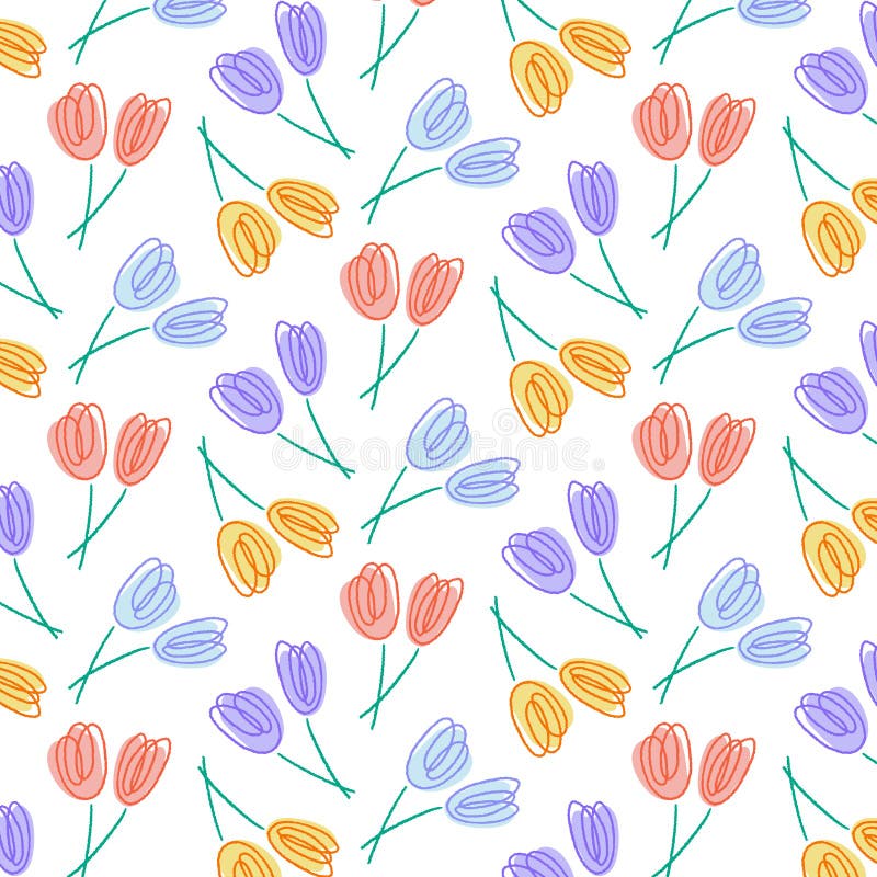Hand Drawn Vector Illustration of Flower Pattern. Line Art Stock Vector ...