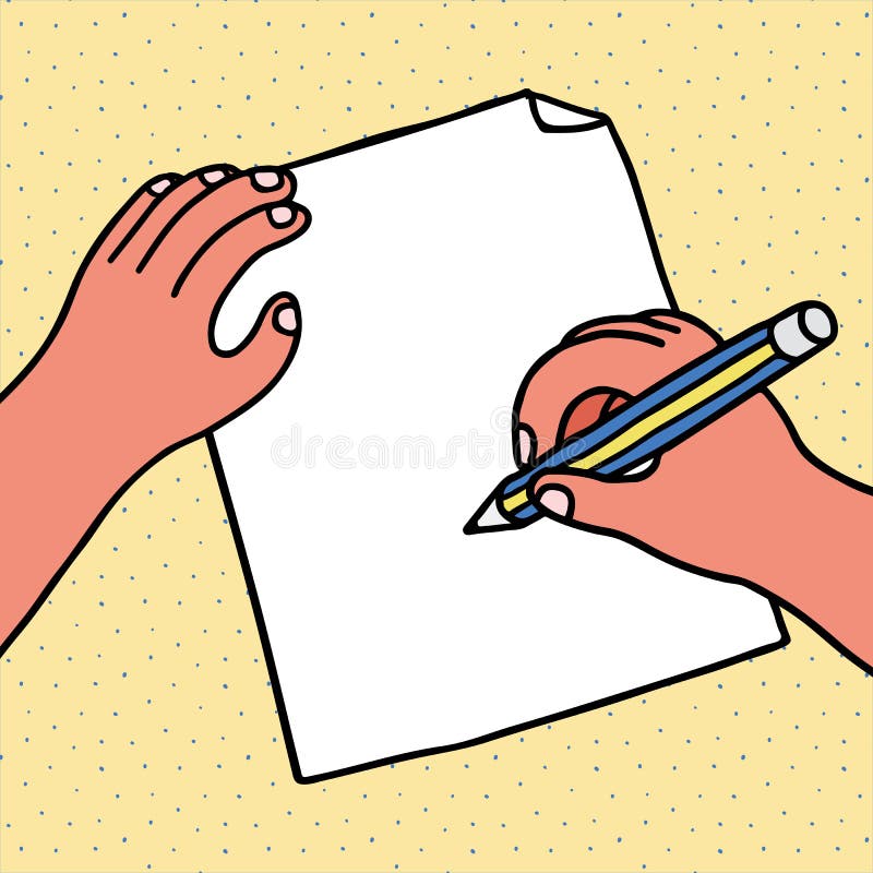 Hand Draw Cartoon On Paper Note. Stock Vector - Illustration of ...
