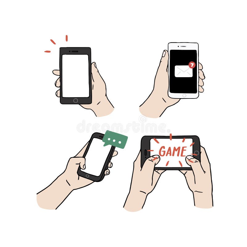 Smartphone Notification Hand Drawn Stock Illustrations – 206 Smartphone ...