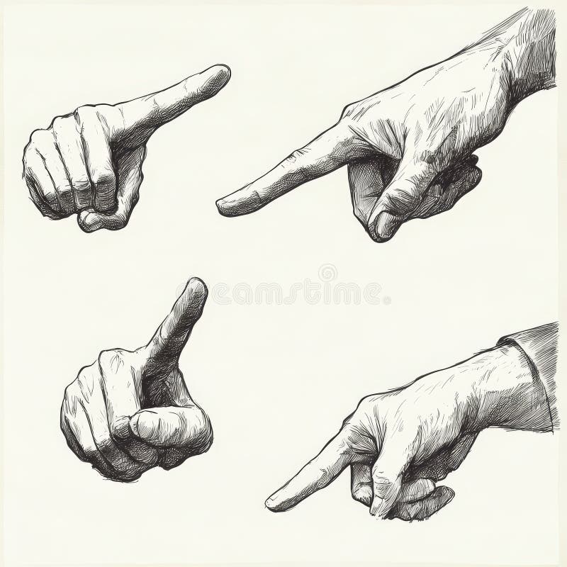 Hand Drawn Vector Illustration of Human Hands. Collection of Hand ...