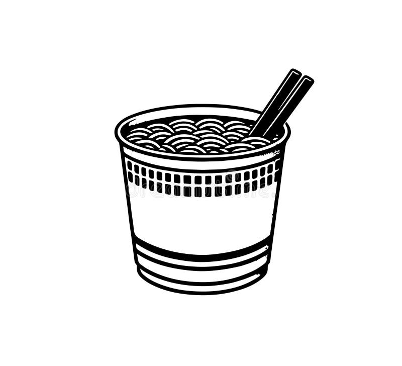Instant Ramen Cup Hand Drawn Vector Illustration Stock Vector ...