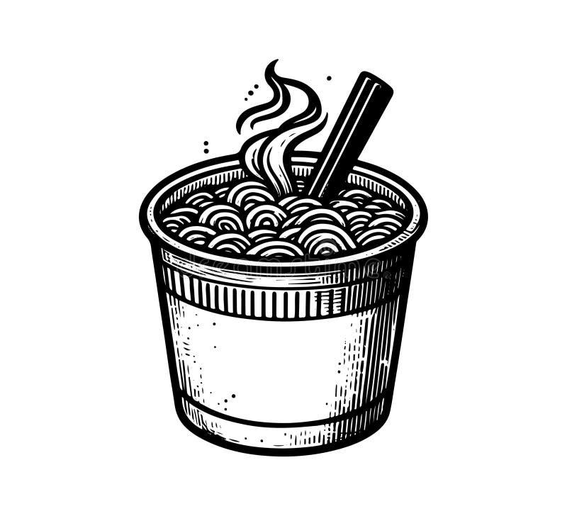 Instant Ramen Cup Hand Drawn Vector Illustration Stock Illustration ...